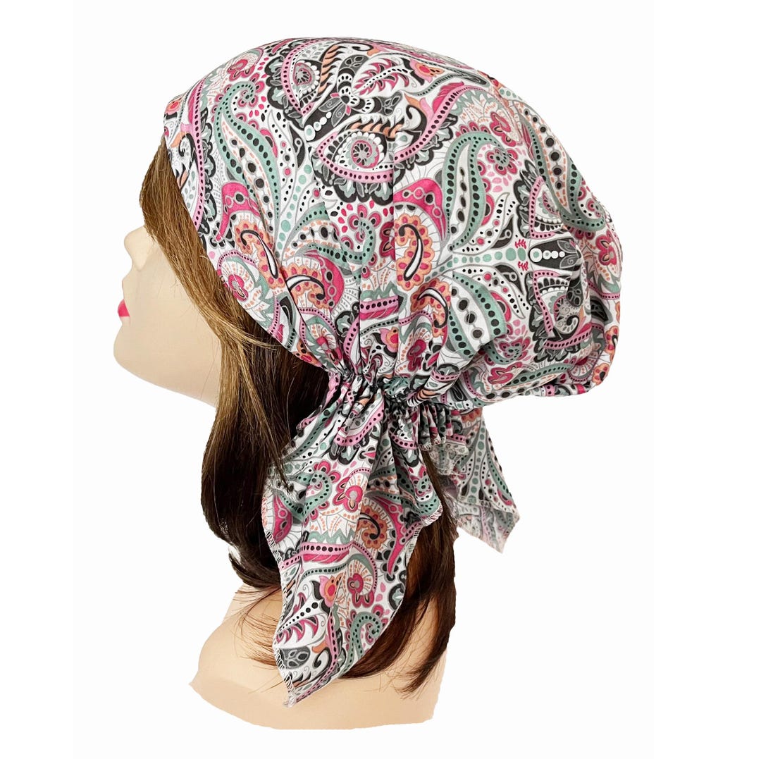 100% Cotton Paisley Bandana Pre-tied Head Cover Chemo Cap Doctors ...