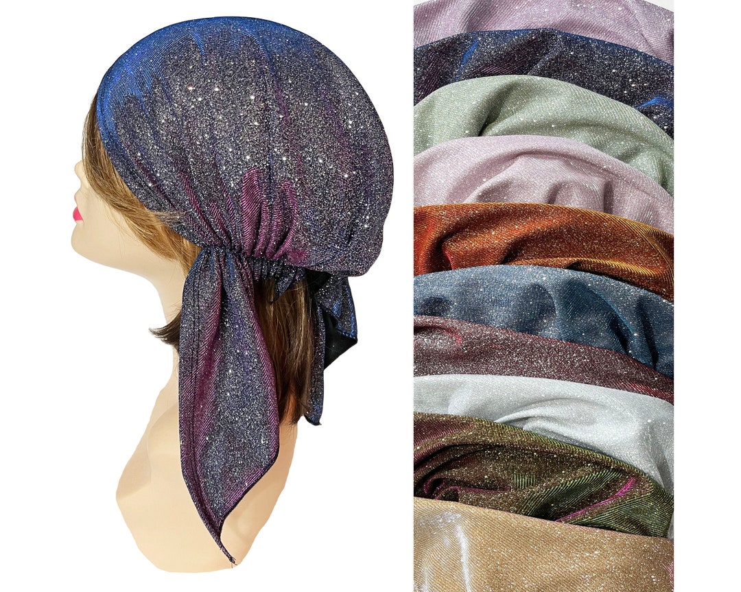 Iridescent Stretch Pre-tied Head Scarf Hair Accessories. Shimmering ...