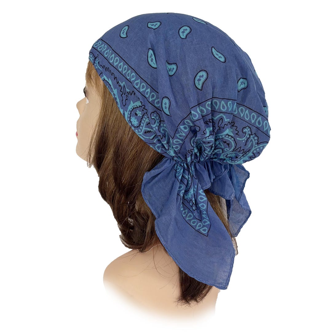 Pre-tied Cotton Paisley Bandana Head Cover: Chemo Cap, USA Made ...