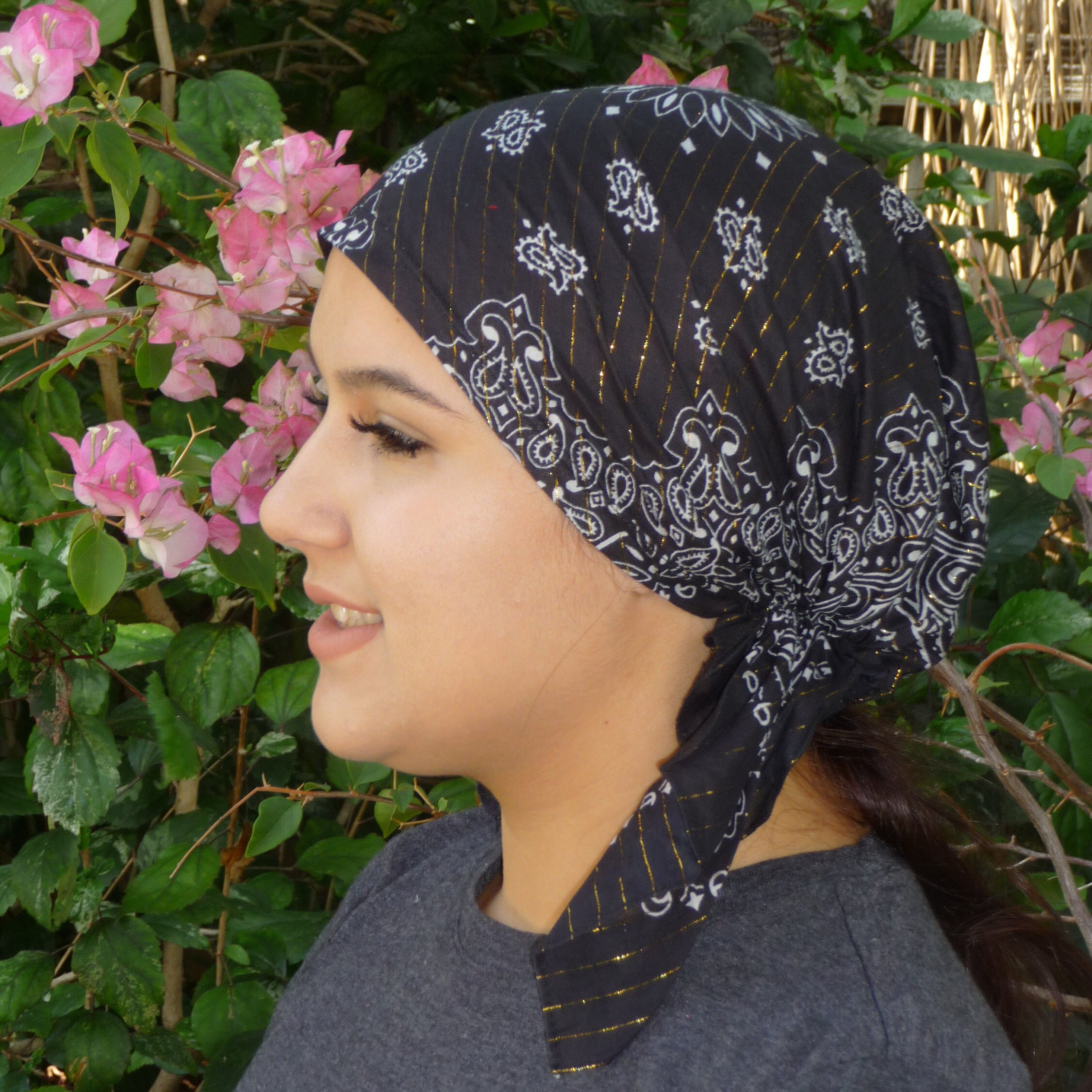 Lurex Head Scarf Head Wrap Bandana Pre-tied Head Cover Chemo Cap Tichel ...