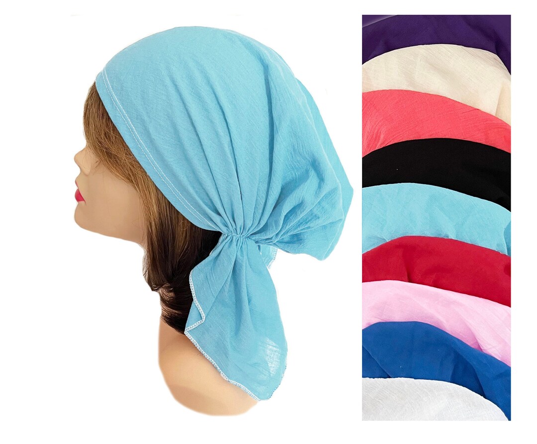 100% Cotton Double Gauze Head Scarf Headwear Bandana Pre-tied Cotton ...
