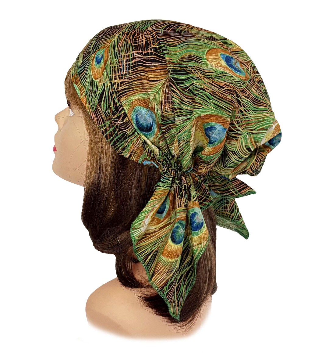 Peacock Cotton Bandana Pre-tied Summer Hair Scarf Animal Print Chemo ...