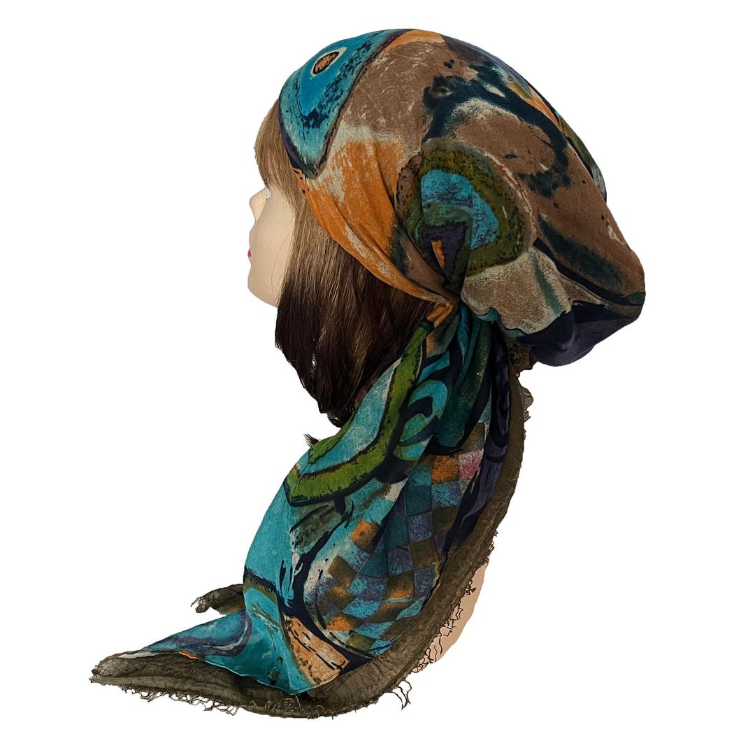 Long Tail Double Layer Gauze Fringed Head Scarf Head Wear Head Wrap ...