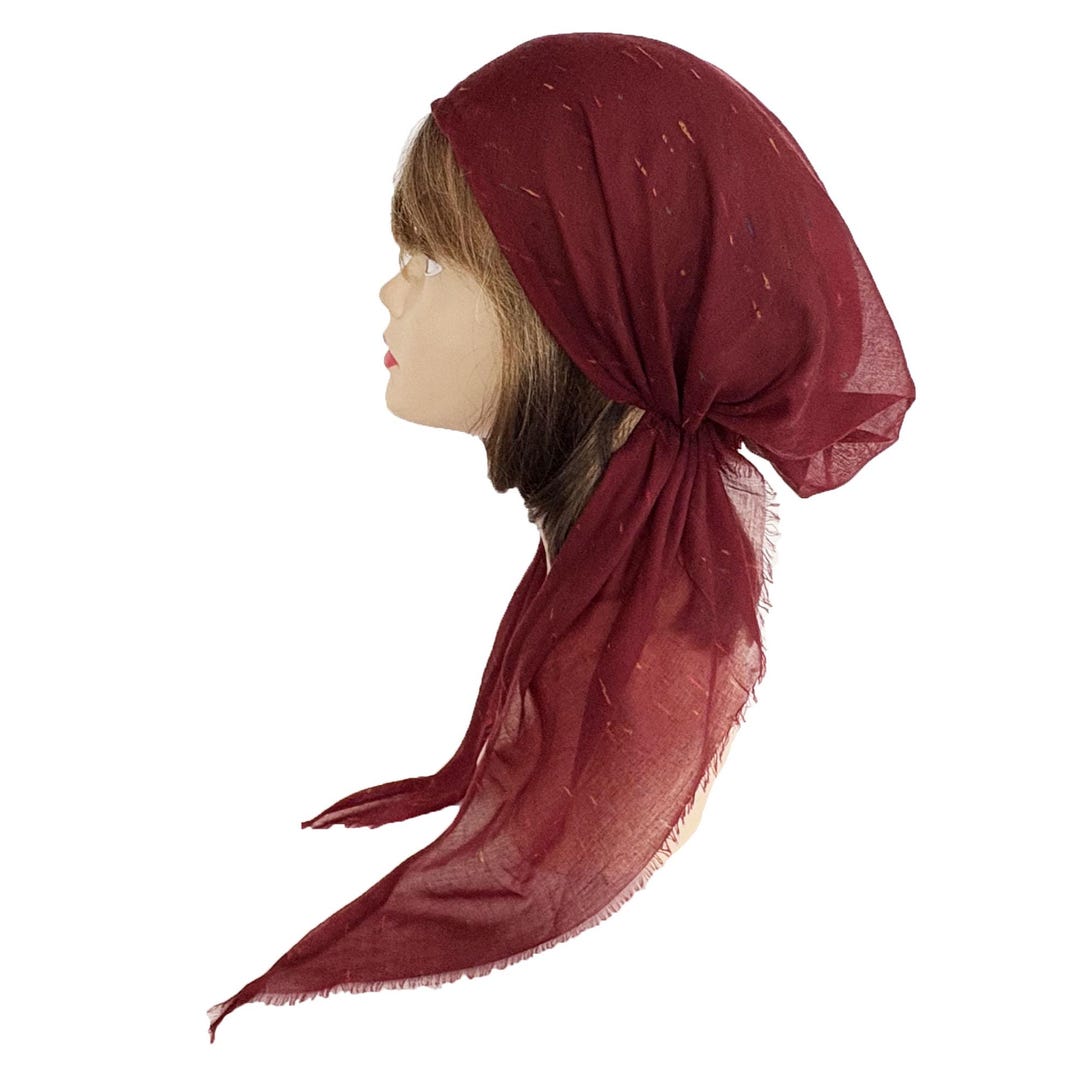 Fringed Gauze Pre-tied Head Wrap - Lightweight Viscose Head Cover - Etsy