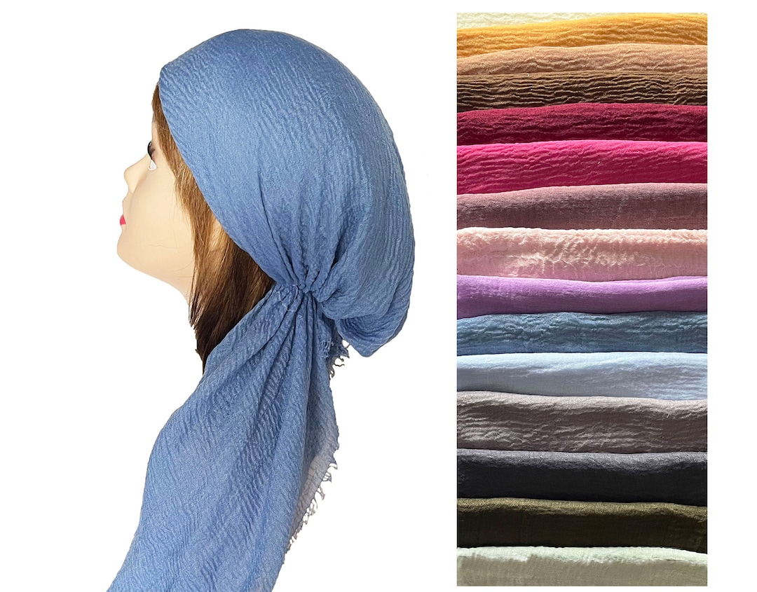 Super Soft Gauze Lightweight Fringed Crinkle Head Scarf Hair Covering ...