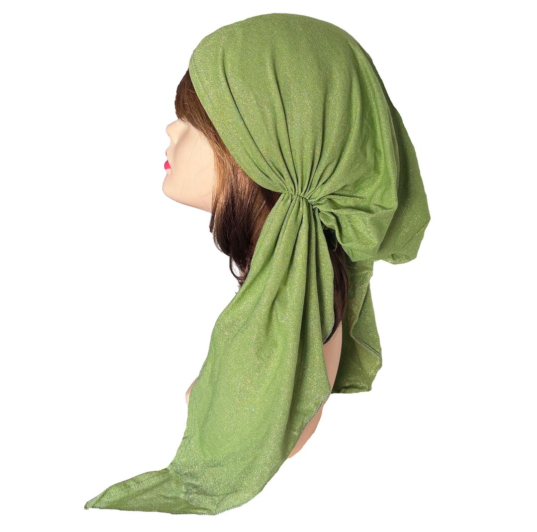Long Glittered Headscarf Pretied Bandana Head-cover Headwear Slip-on ...