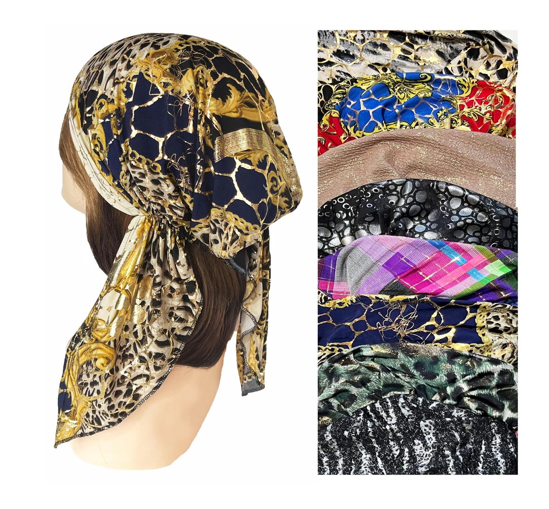 Metallic Gold Foil Pre-tied Headscarf. Boho-chic, Comfortable ...