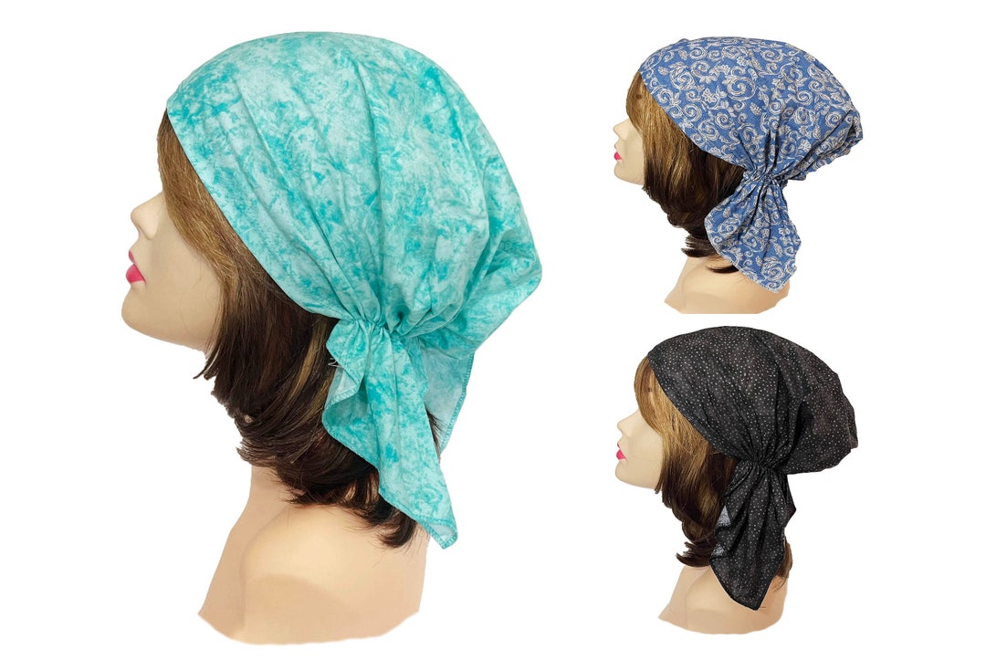 Cotton Head Scarf Head Wear Bandana Pre-tied Hair Cover Cap - Etsy