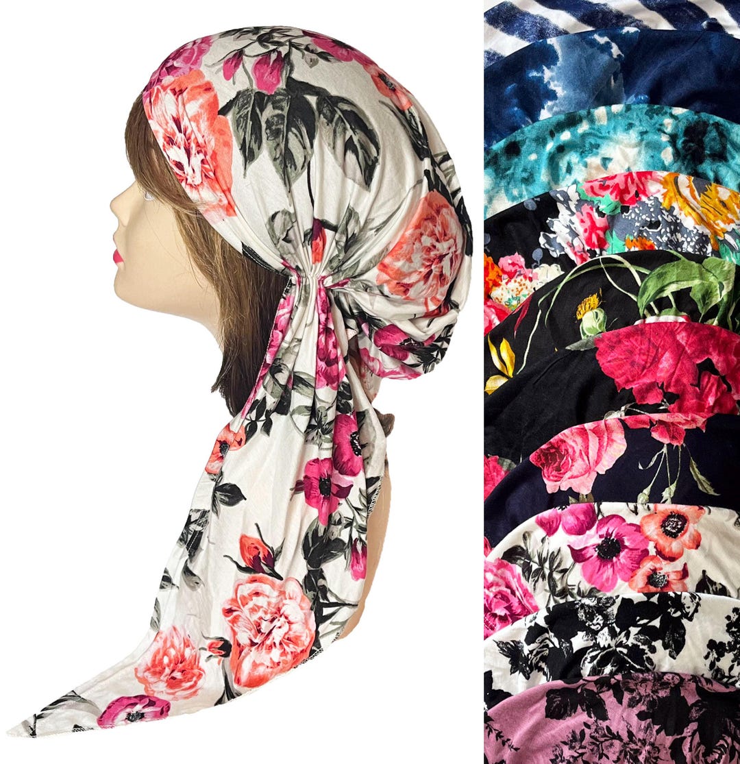 Long Pre-tied Bandana Head Scarf Hair Wrap Head Cover Tichel Chemo ...