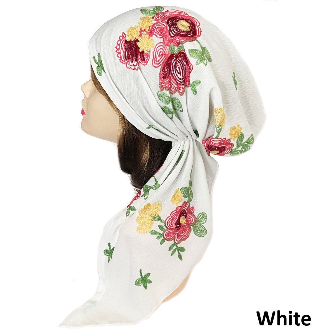 Long Embroidered Floral Fashion Pre-tied Head-wrap Head Cover Doctors ...