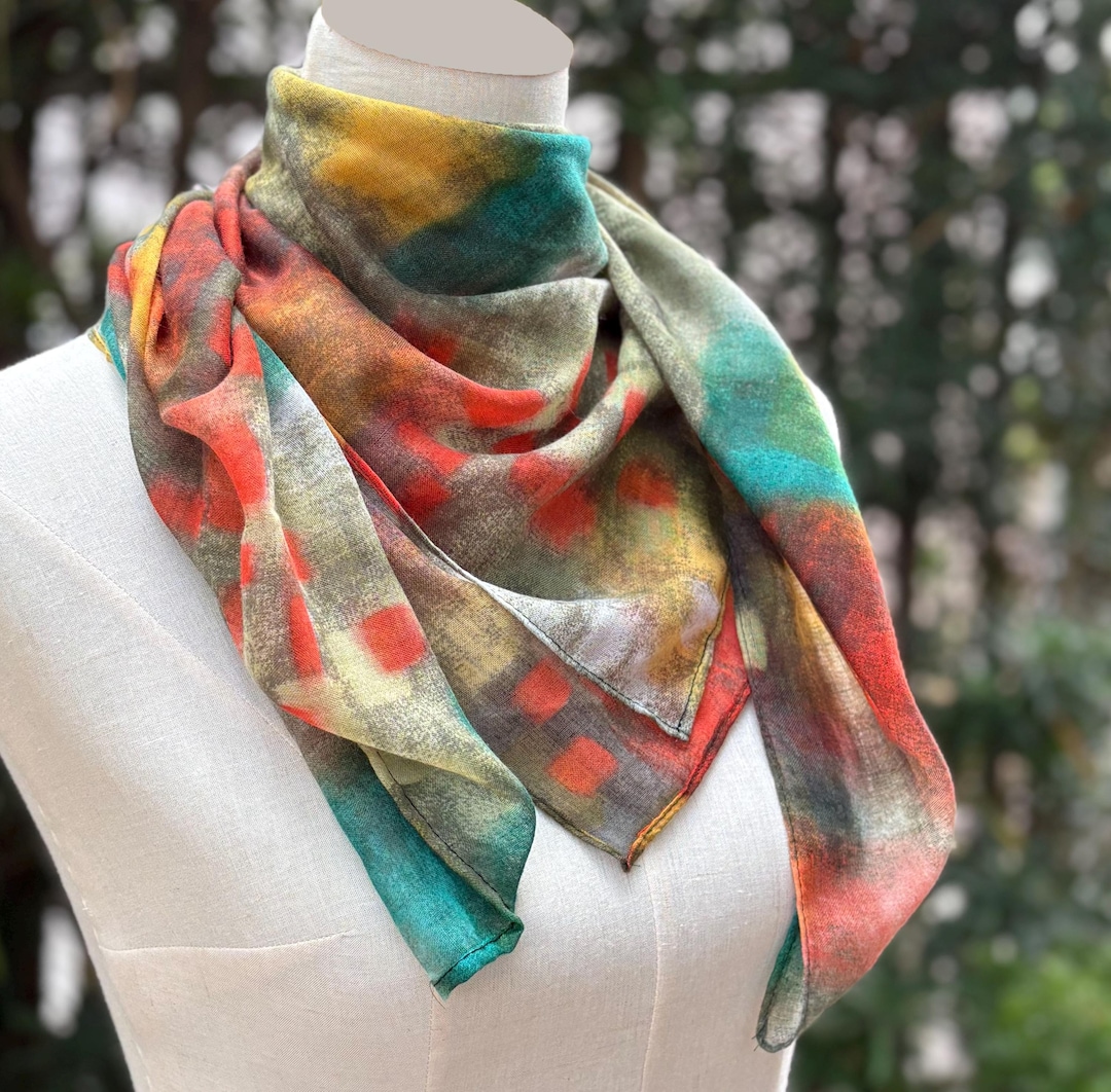 Super Soft Gauze Scarf Floral Square Scarves Light Weight Neck Scarf Bandana - Etsy