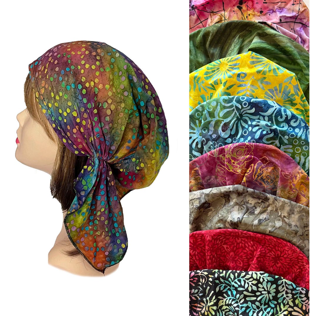 Cotton Batik Head Scarf Head Wear Bandana Pre-tied Head Cover Cap ...