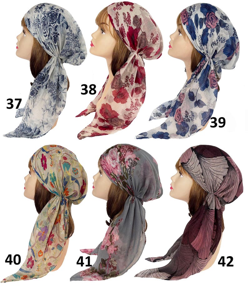 Super Soft Gauze Pre-tied Lightweight Head Wrap Hair Cover Chemo Cap ...