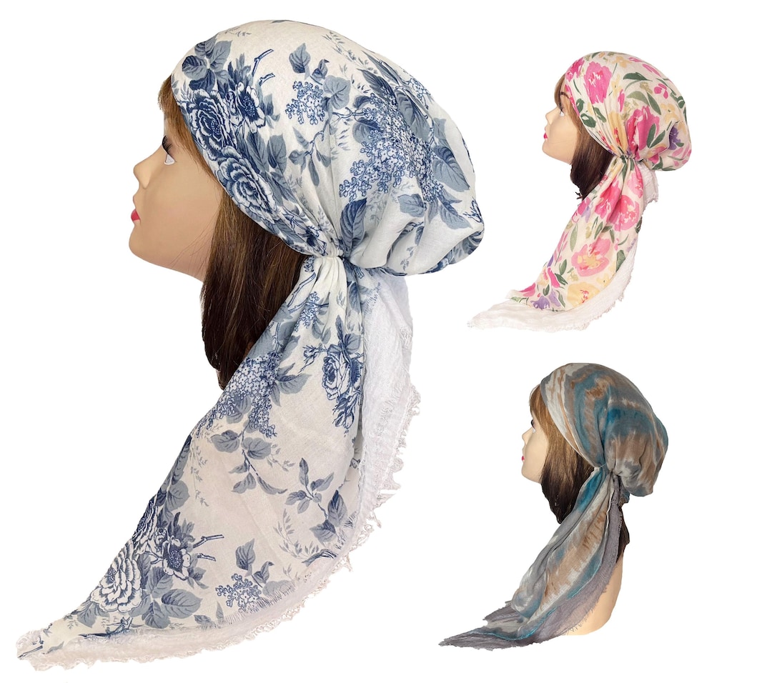 Long Tail Double Layer Gauze Fringed Head Scarf Headwear Head Wrap Pre ...