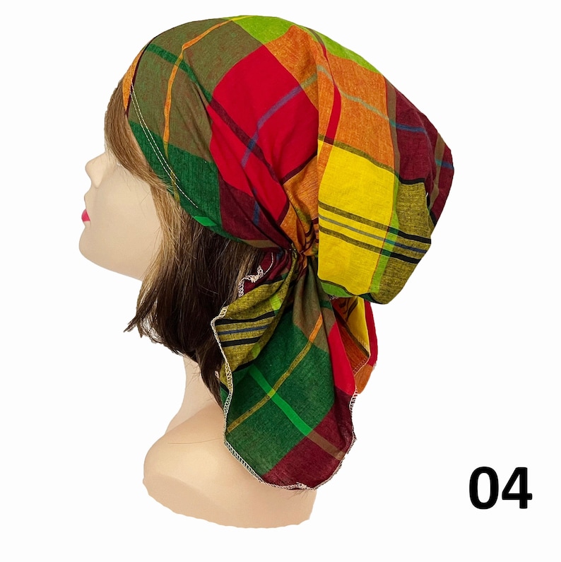 Pre-tied Cotton Madras Bandana Head Scarf: Plaid Hair Wrap, Multiple ...
