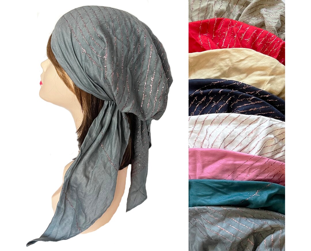 Lightweight Lurex Gauze Pre-tied Head Wrap | Hair Cover Chemo Cap ...
