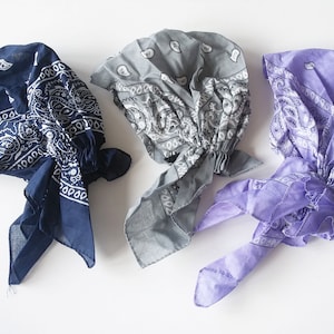 3 pack head scarf bandana head wrap pre-tied cotton paisley | Etsy
