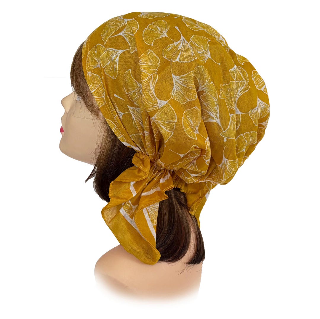 100% Cotton Yellow Bandana Pre-tied Hair Scarf Chemo Scarf Hair Wrap ...