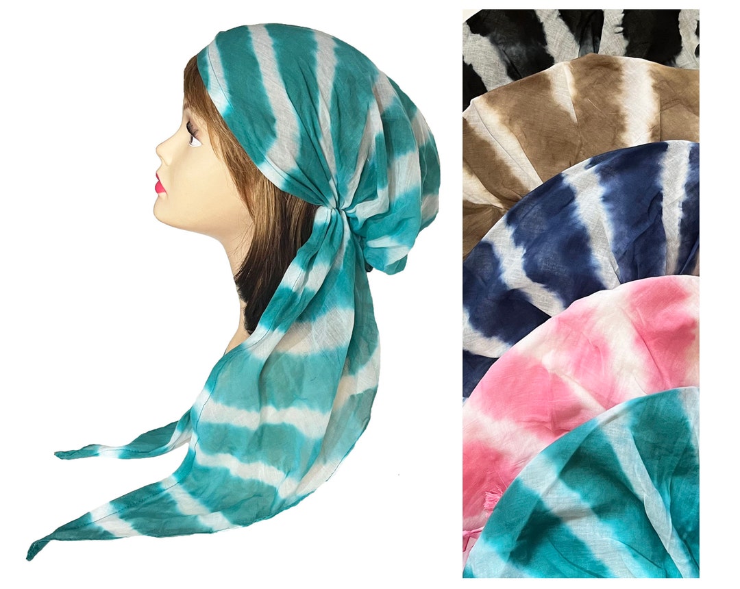 Cotton Long Head Scarf Stripes Head Wrap Tichel Chemo Head Scarf Pre ...