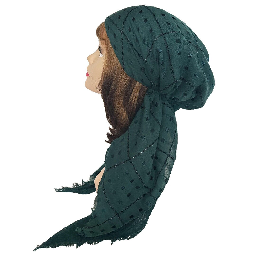Long Tail Double Layer Gauze Fringed Head Scarf Headwear Head Wrap Pre ...