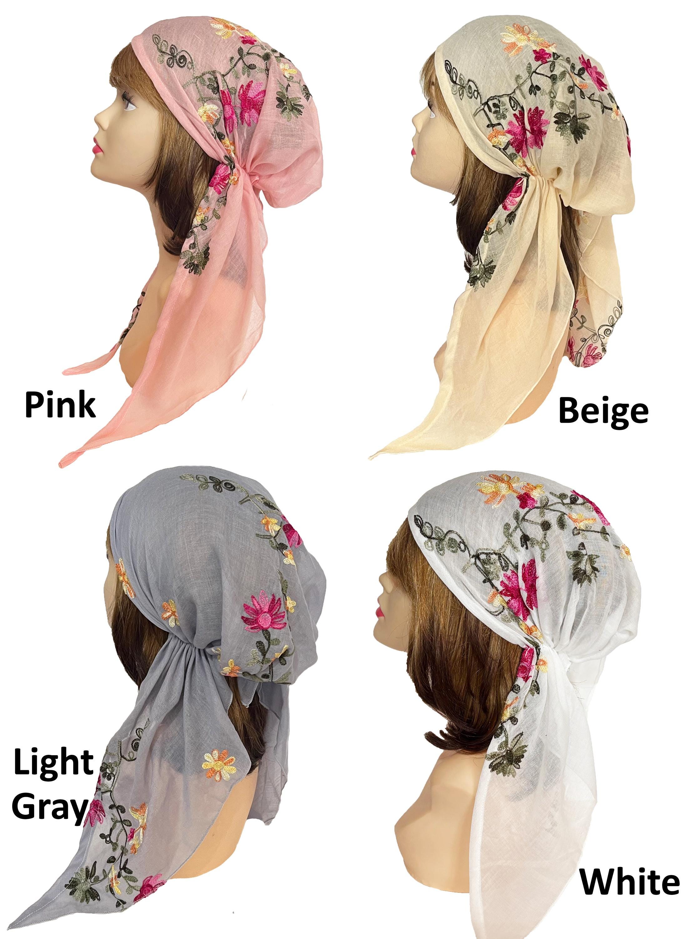 Embroidered Gauze Head Wrap Pre-tied Sheer Embroidered Multi-color ...