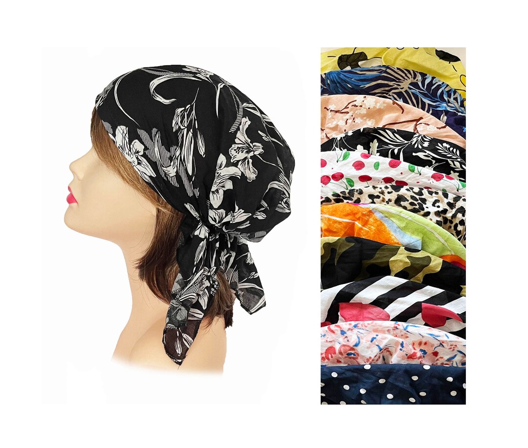 Soft Super Light 100% Cotton Hair Scarf Head Wrap Bandana Pre-tied Hair ...
