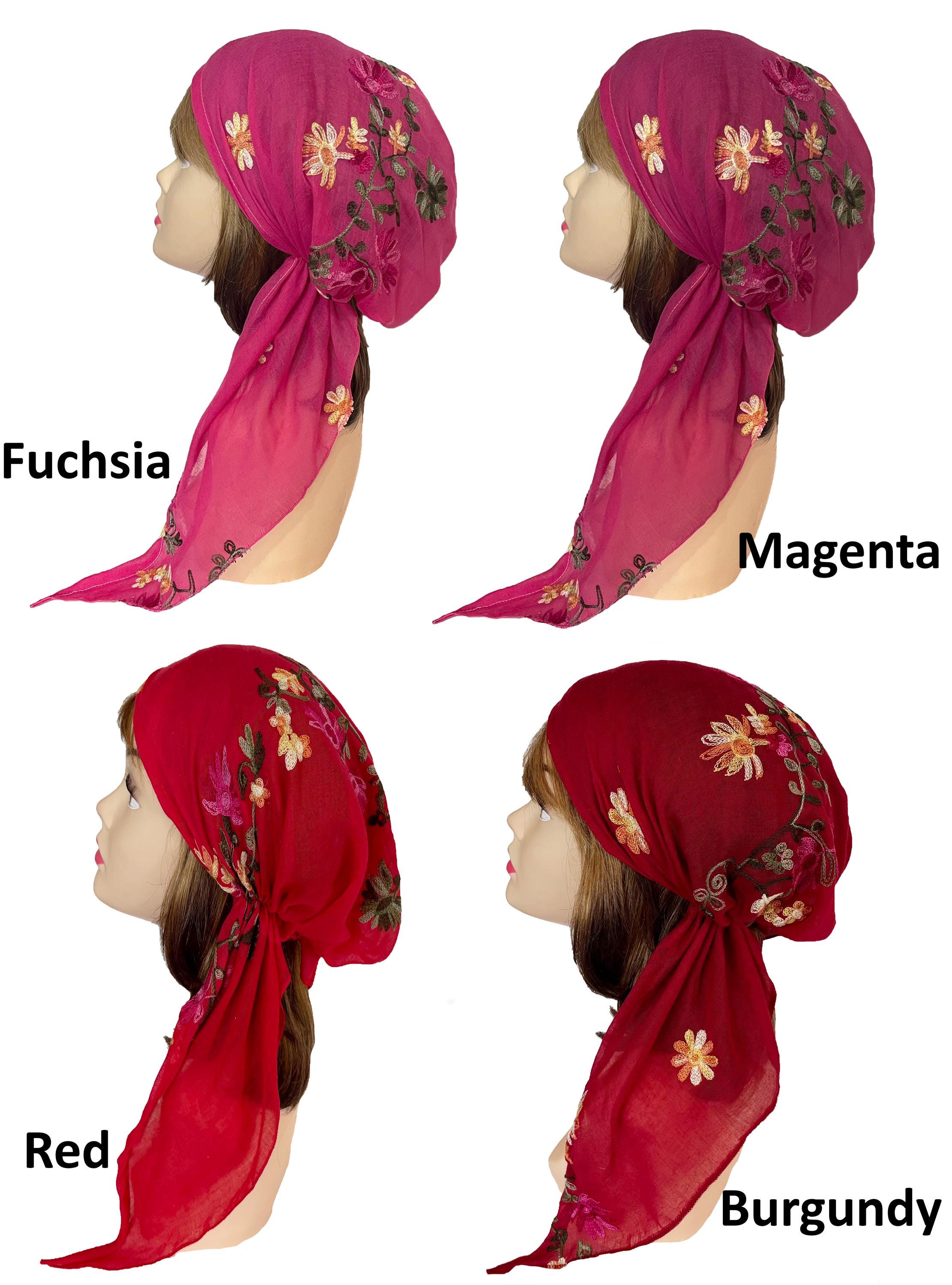 Embroidered Gauze Head Wrap Pre-tied Sheer Embroidered Multi-color ...