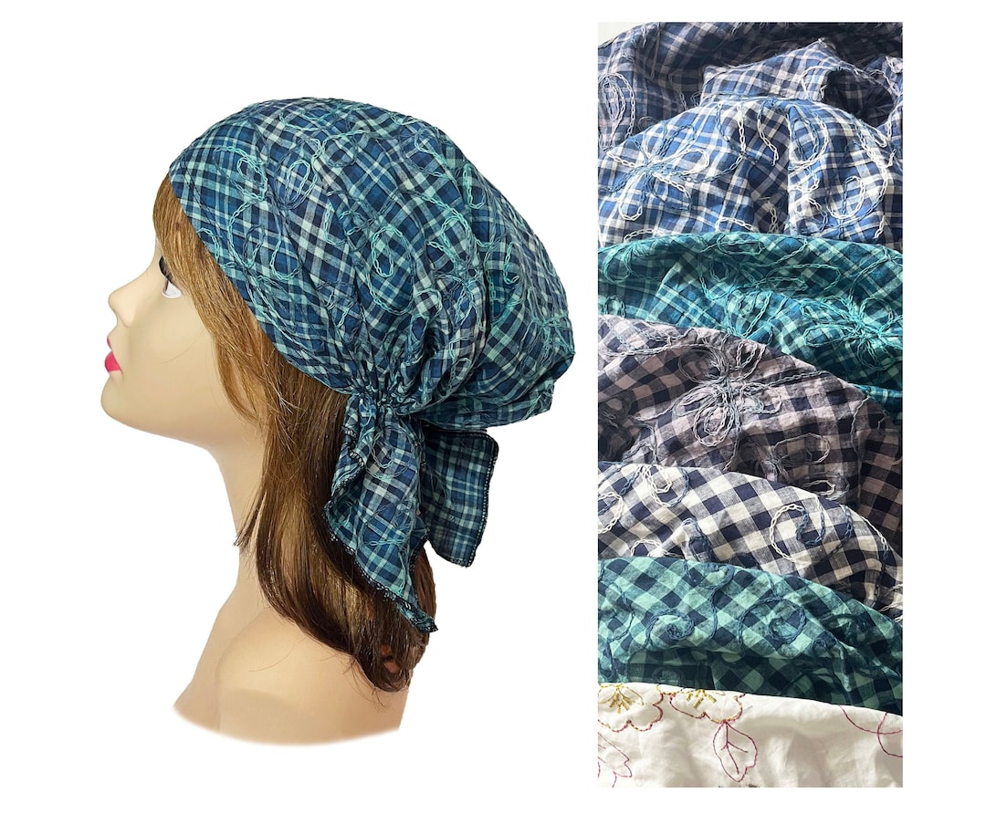 Embroidered Lightweight Cotton Head Scarf Head Wear Bandana Pre-tied ...