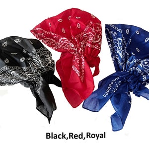 3 Pack Head Scarf Bandana Head Wrap Pre-tied Cotton Paisley - Etsy