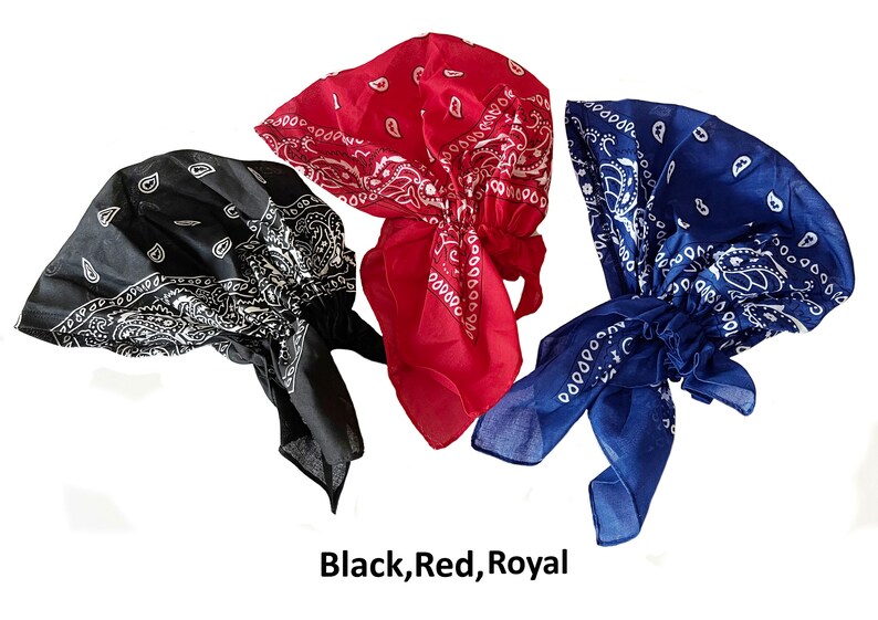 3 Pack Head Scarf Bandana Head Wrap Pre-tied Cotton Paisley - Etsy