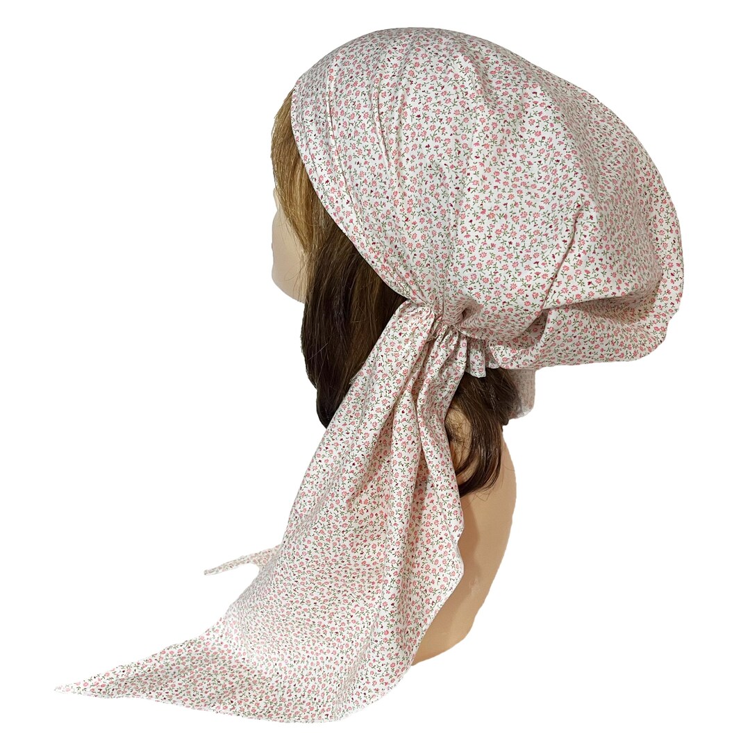 100% Cotton Long Floral Pre Tied Headscarf Head Wrap, Head Cover, Chemo Hair Loss Cover ...