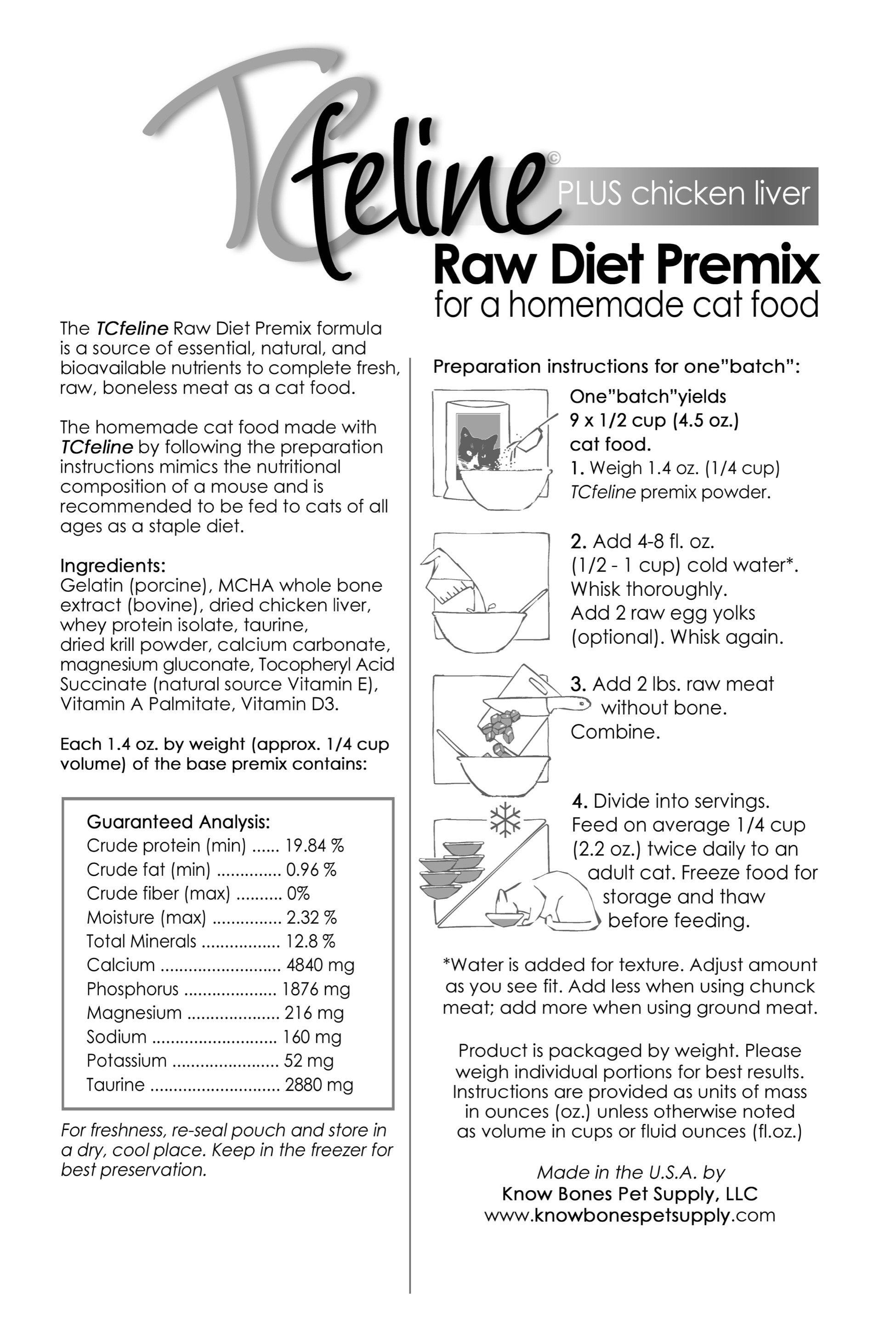 4.2oz Tcfeline Raw Cat Food Premix/supplement to Make Homemade Raw Cat ...