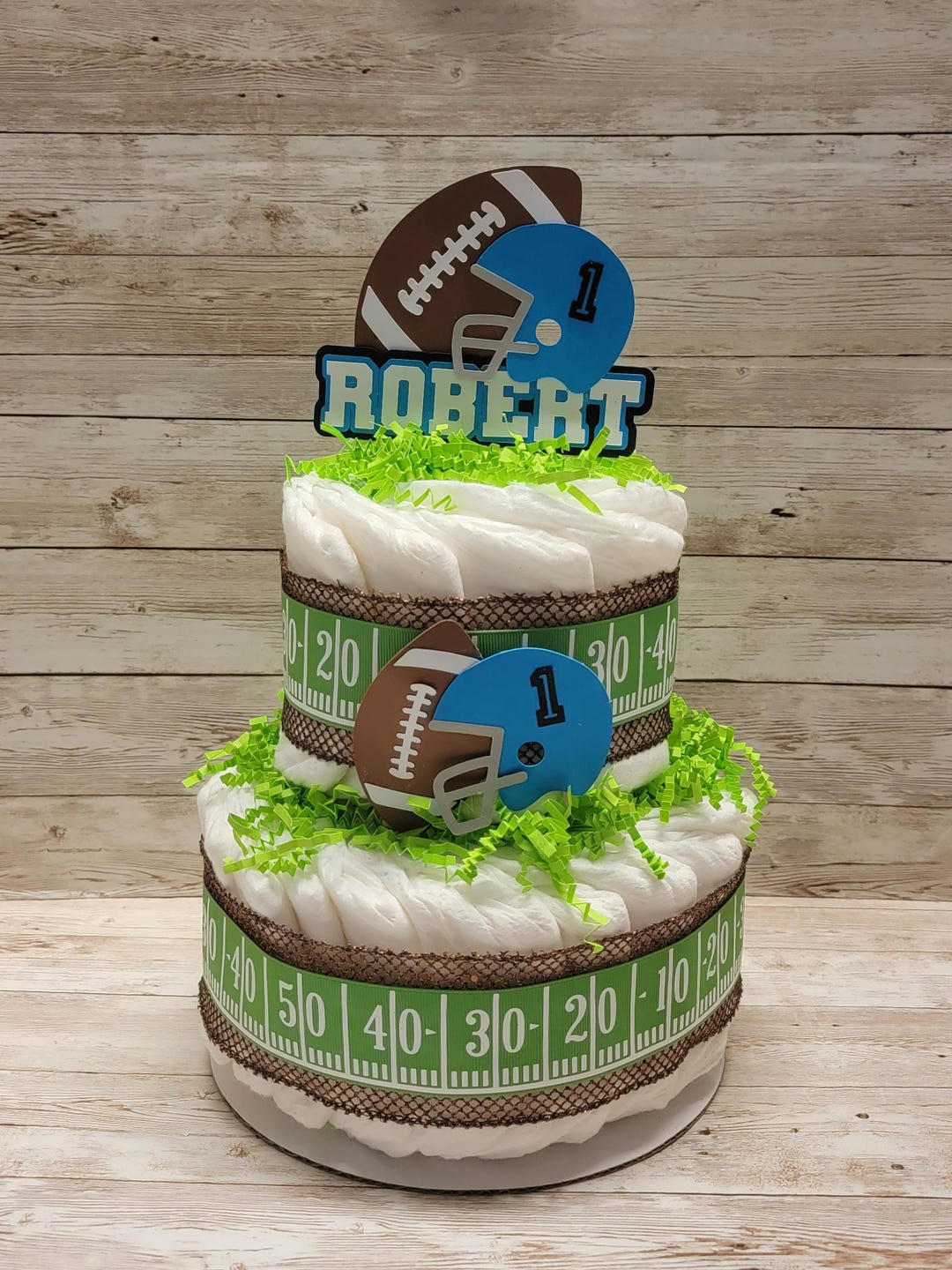 Personalized Football Diaper Cake: Sports Theme Baby Shower Centerpiece ...