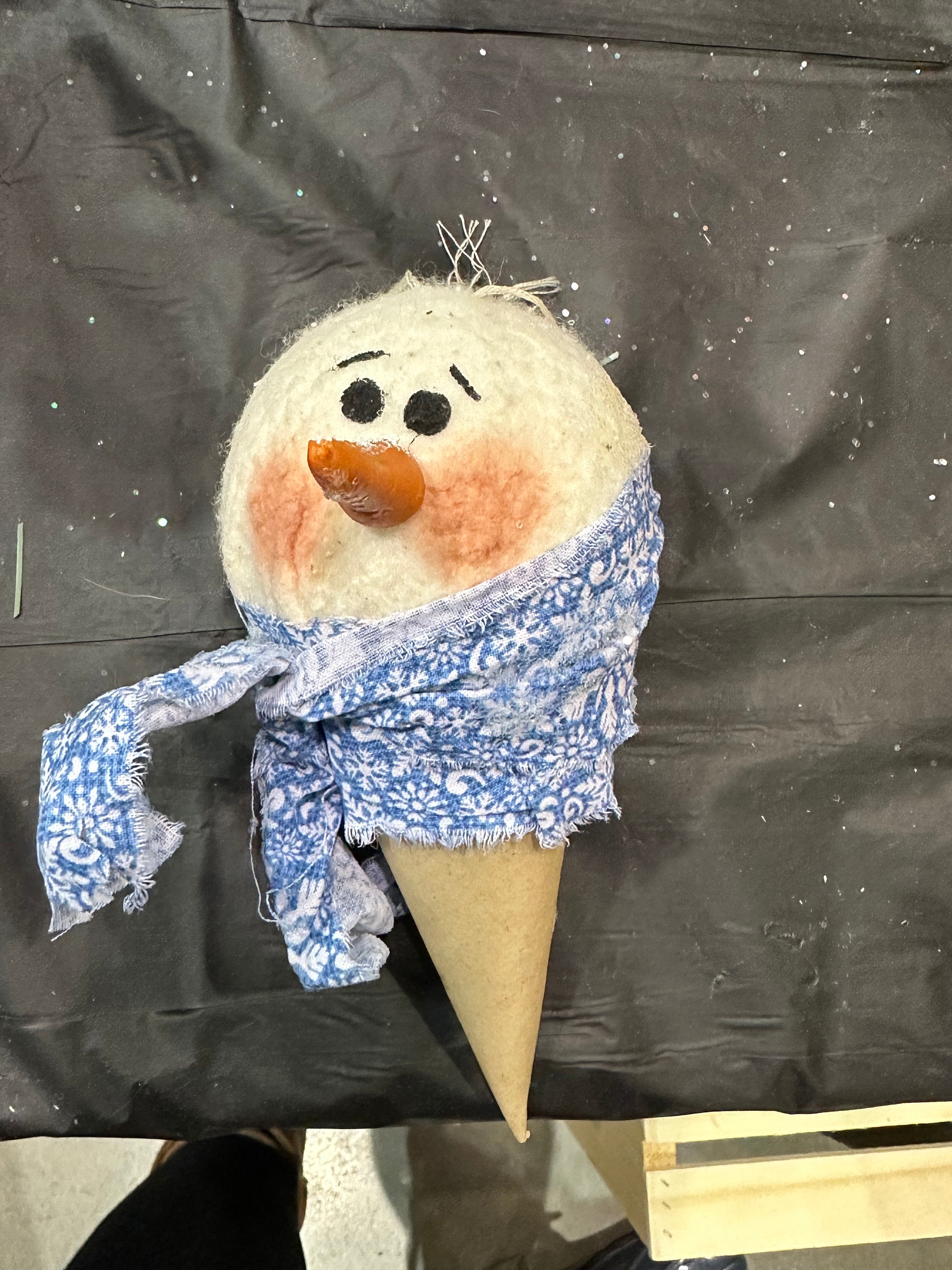 SNOW CONE Ornament, Snowman Ice Cream, Waffle Cone, Glittery Snow ...