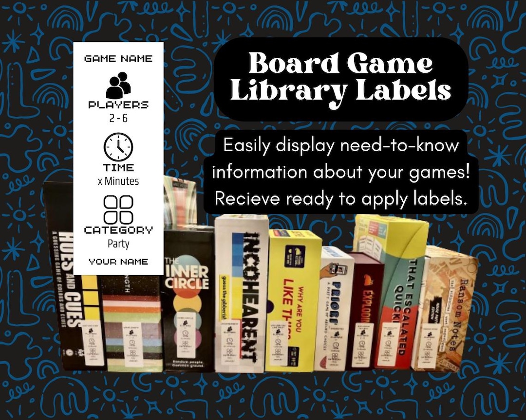 Board Game Library Labels - Sheet of 30 Board Game Labels to Organize ...