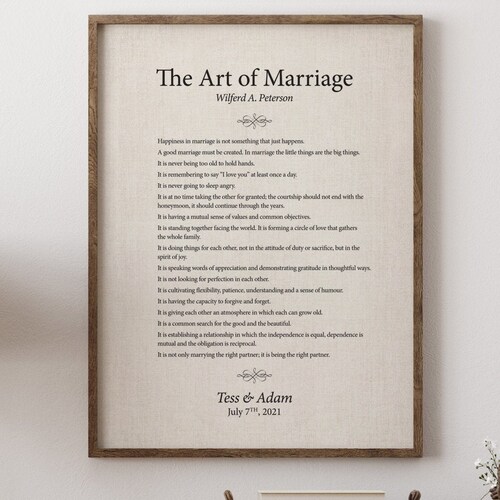 The ART of MARRIAGE Poem Printable Anniversary Gift Wedding - Etsy