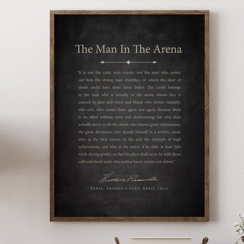 The Man in the Arena Quote Wall Decal Business Office Vinyl | Etsy