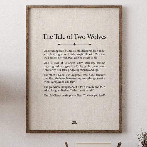 The Tale of Two Wolves Print the Tale of Two Wolves Poster - Etsy