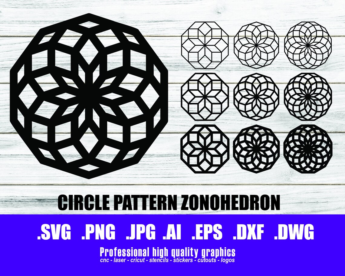 Geodesic Zonohedron Circle Pattern SVG, Pattern SVG, Clipart, Files for ...