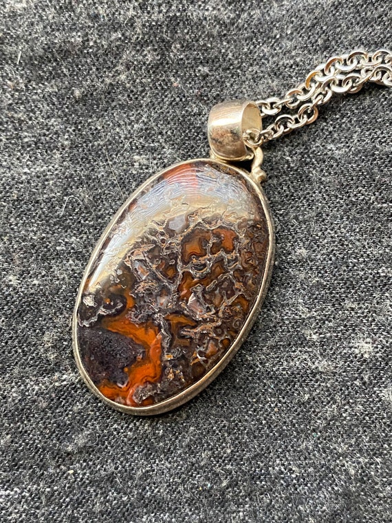 Vintage Sterling Silver Agate Stone Star Pendant Neck… - Gem