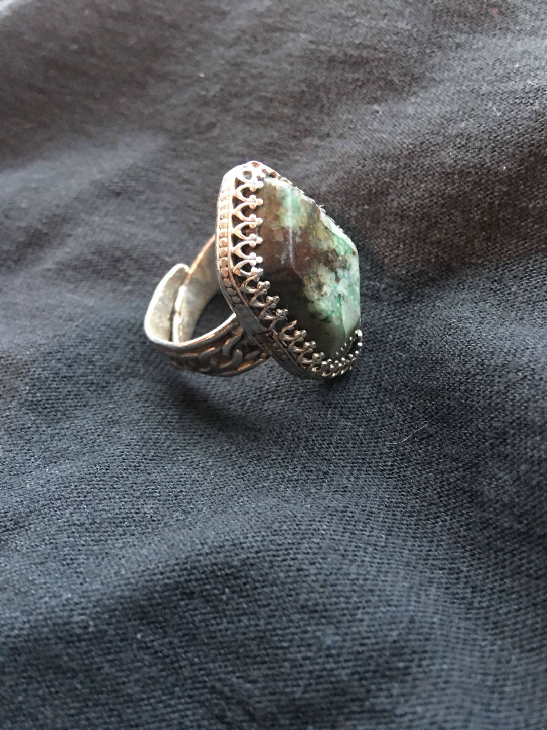 Chrysocolla Turquoise Pyrite Quartz and Sterling Ring - Etsy