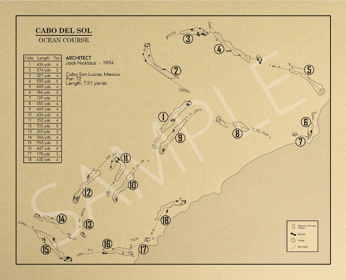 Cabo Del Sol Ocean Course Outline (print) - Etsy