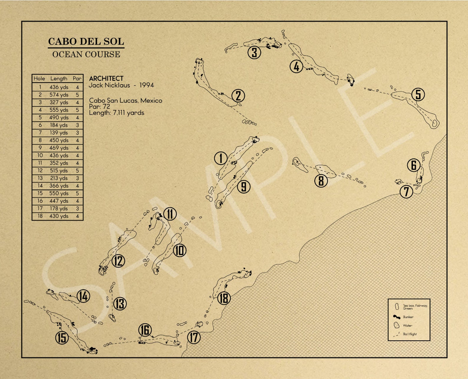Cabo Del Sol Ocean Course Outline (print) - Etsy
