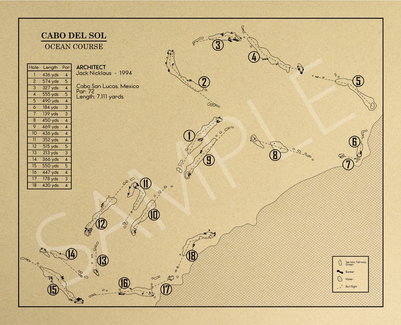 Cabo Del Sol Ocean Course Outline (print) - Etsy