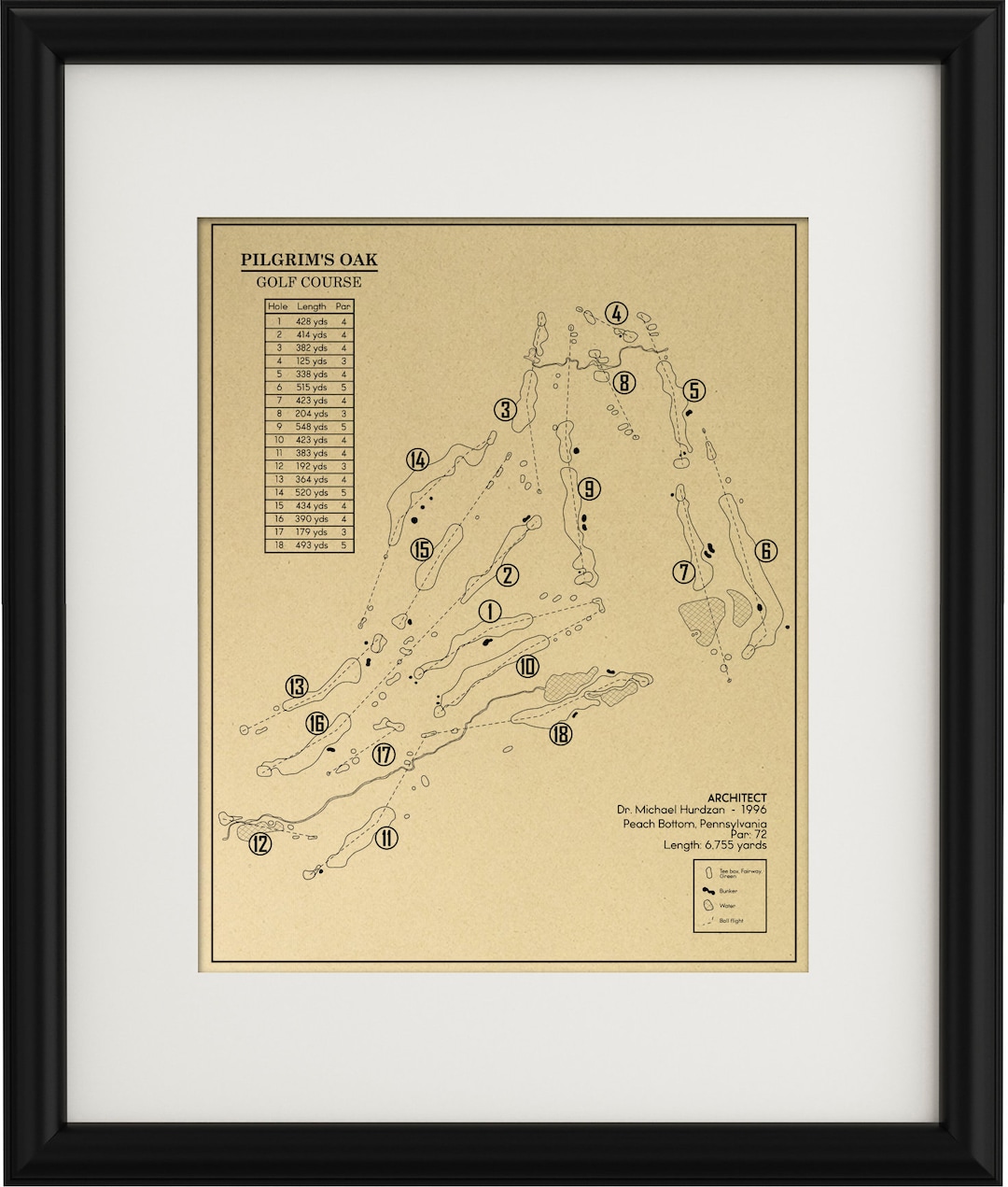 Pilgrim's Oak Golf Course Outline (print) - Etsy