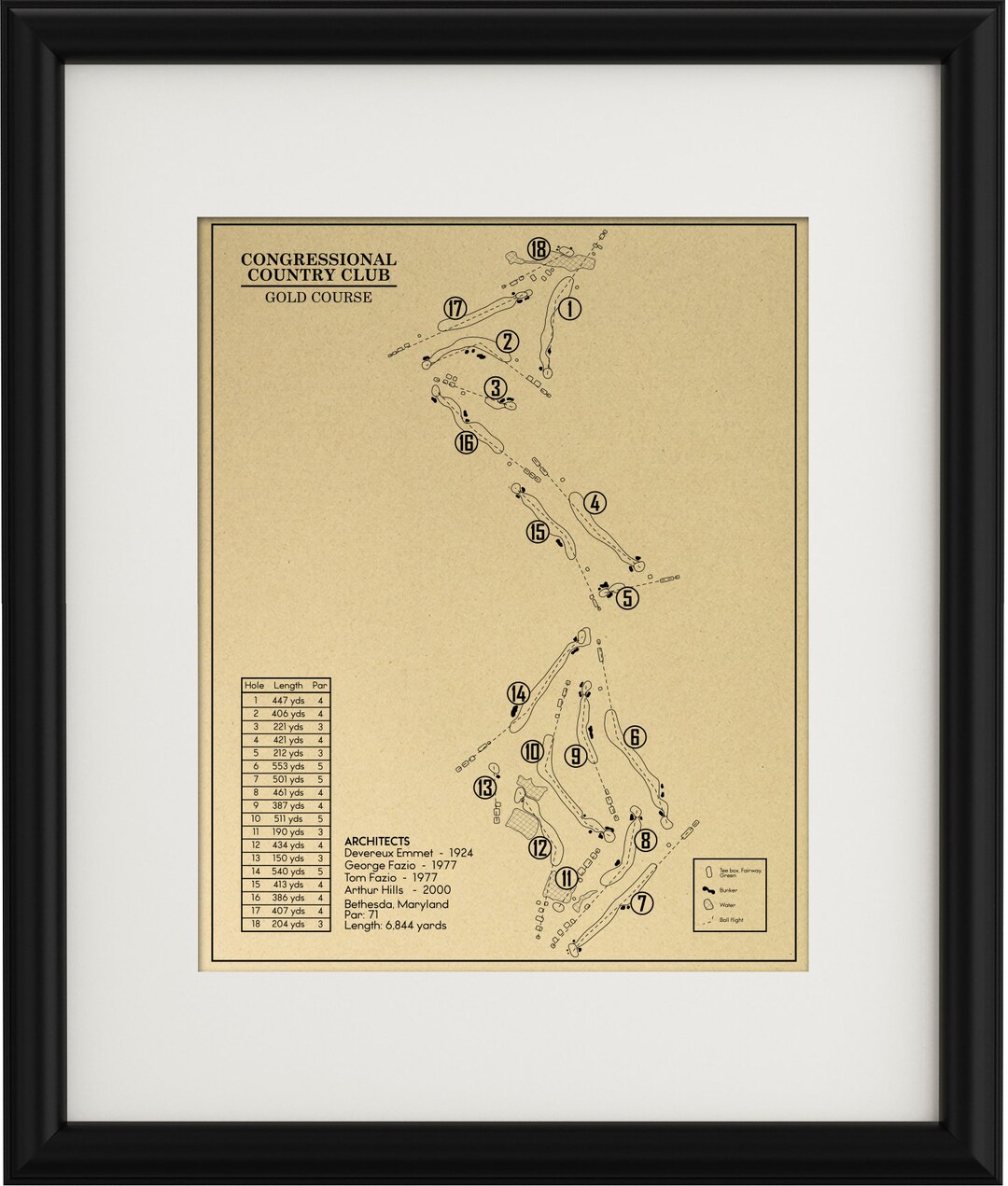 Congressional Country Club Gold Course Outline (print) - Etsy