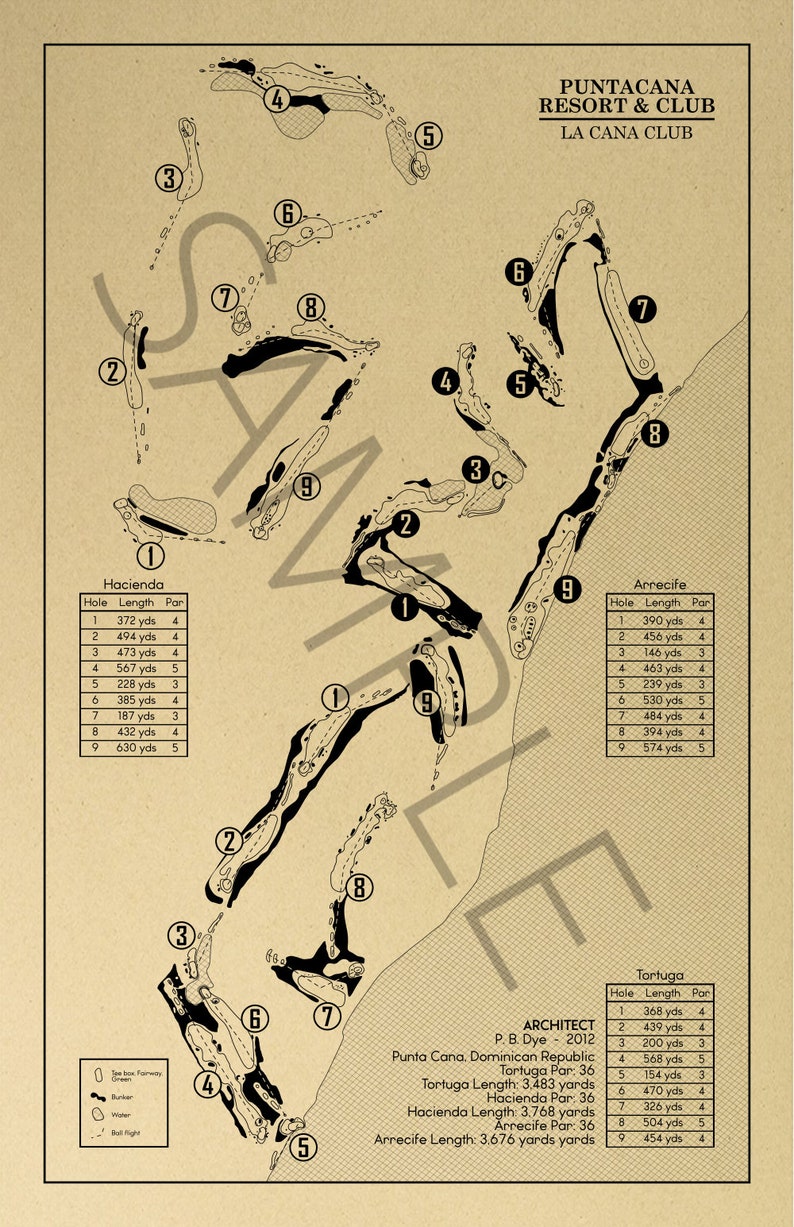 Puntacana Resort & Club - La Cana Club Outline (print) - Etsy