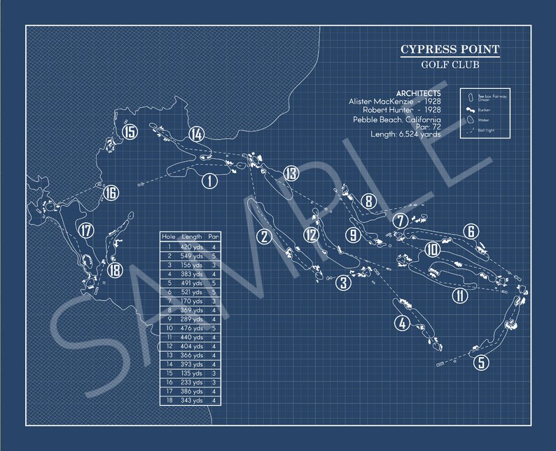 Cypress Point Golf Club Blueprint print - Etsy