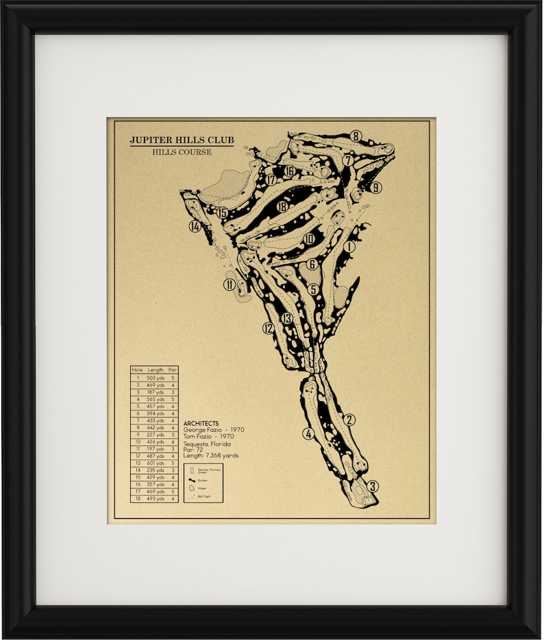 Jupiter Hills Club Hills Course Outline (print) - Etsy