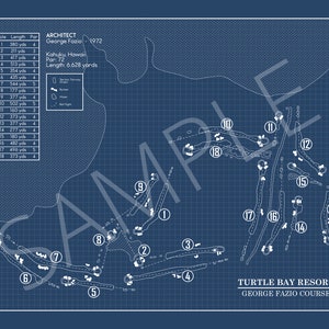Turtle Bay Resort Fazio Course Blueprint (print) - Etsy